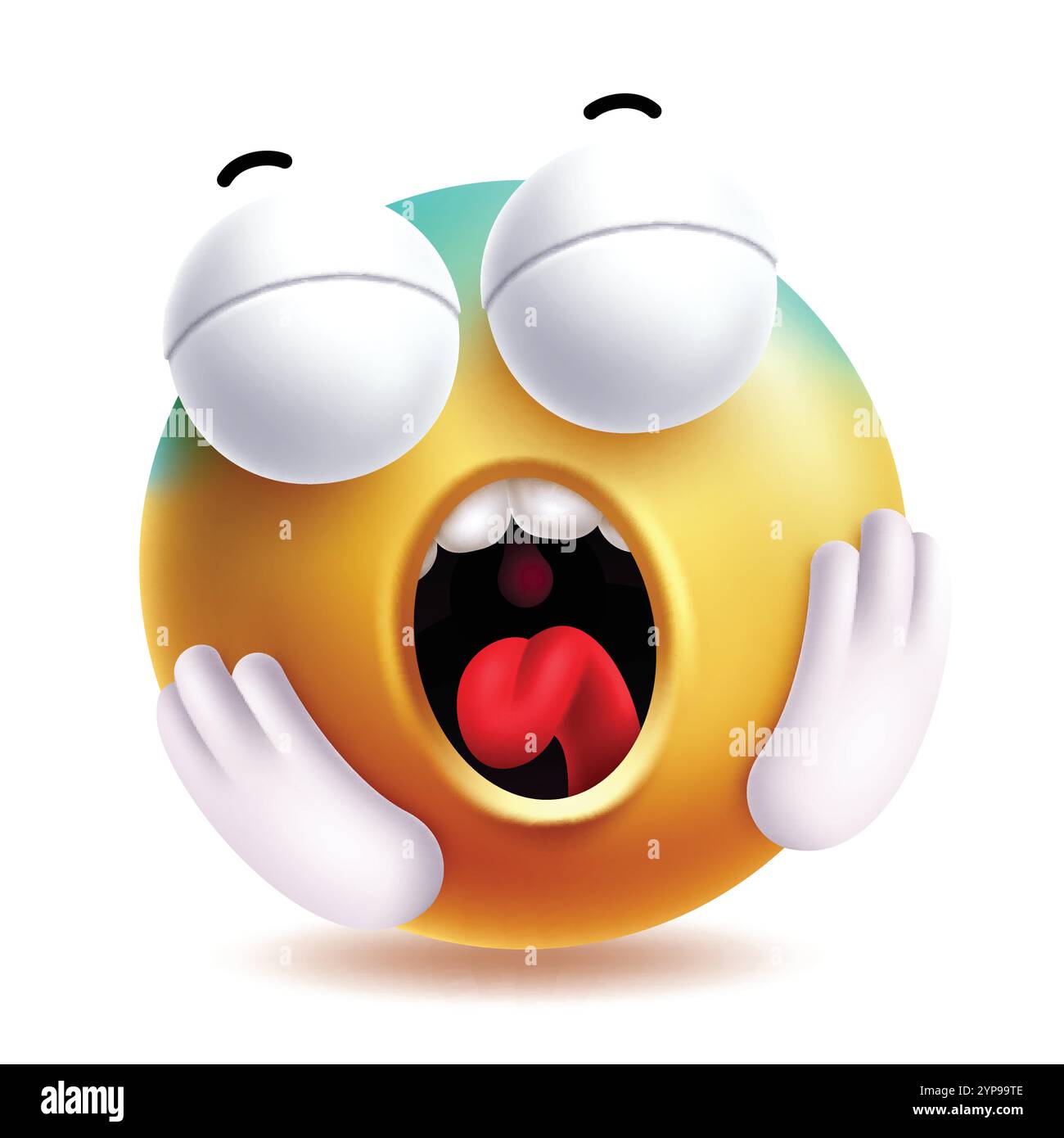 Shocking face emoji clipart character. 3d facial expressions in surprise, scared, afraid, amaze ...