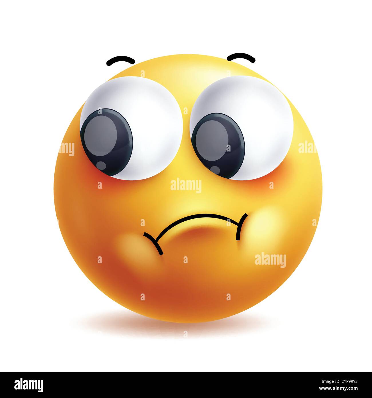 Worried face clipart vector character. 3d emoji clip art with anxiety, stress, upset, confused ...