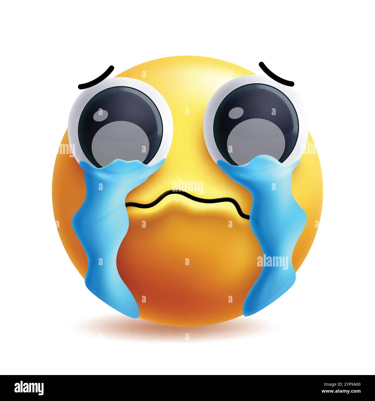 Sob emoji clipart character. 3d emoji facial expression in pain, grief, tear eyes, sorrowful ...