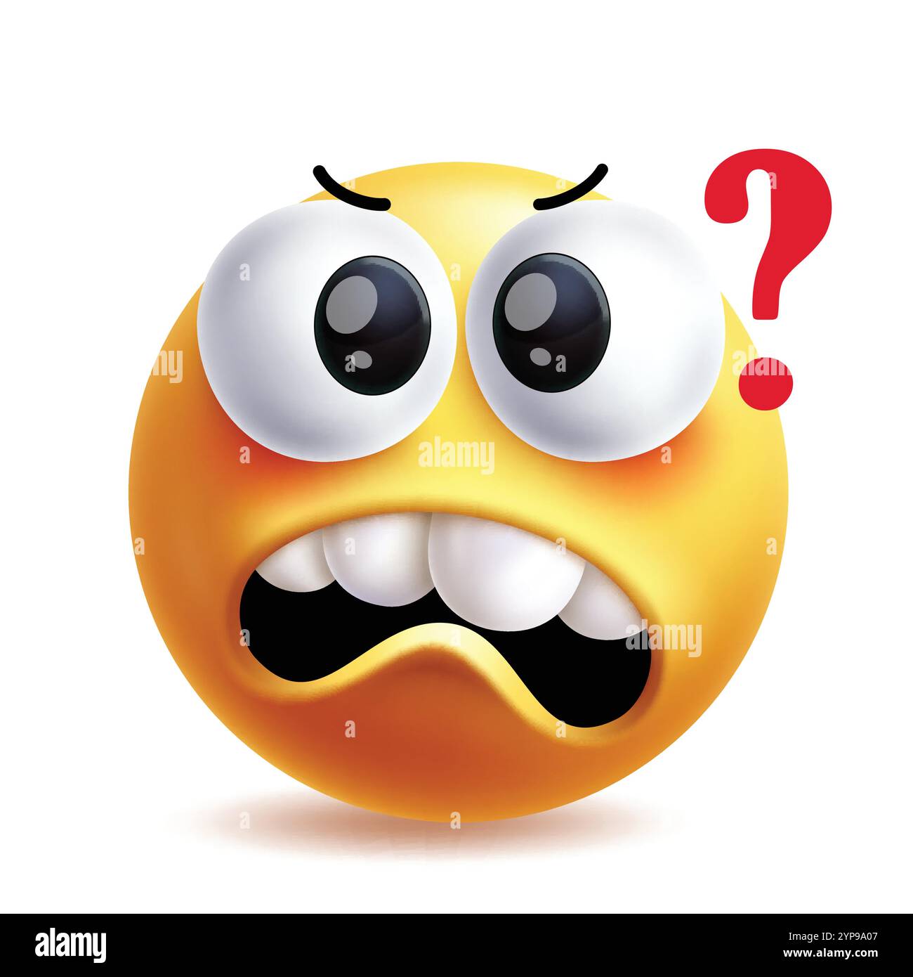 Confused emoji clipart character. Emoji 3d facial expressions in thinking, worried, afraid ...