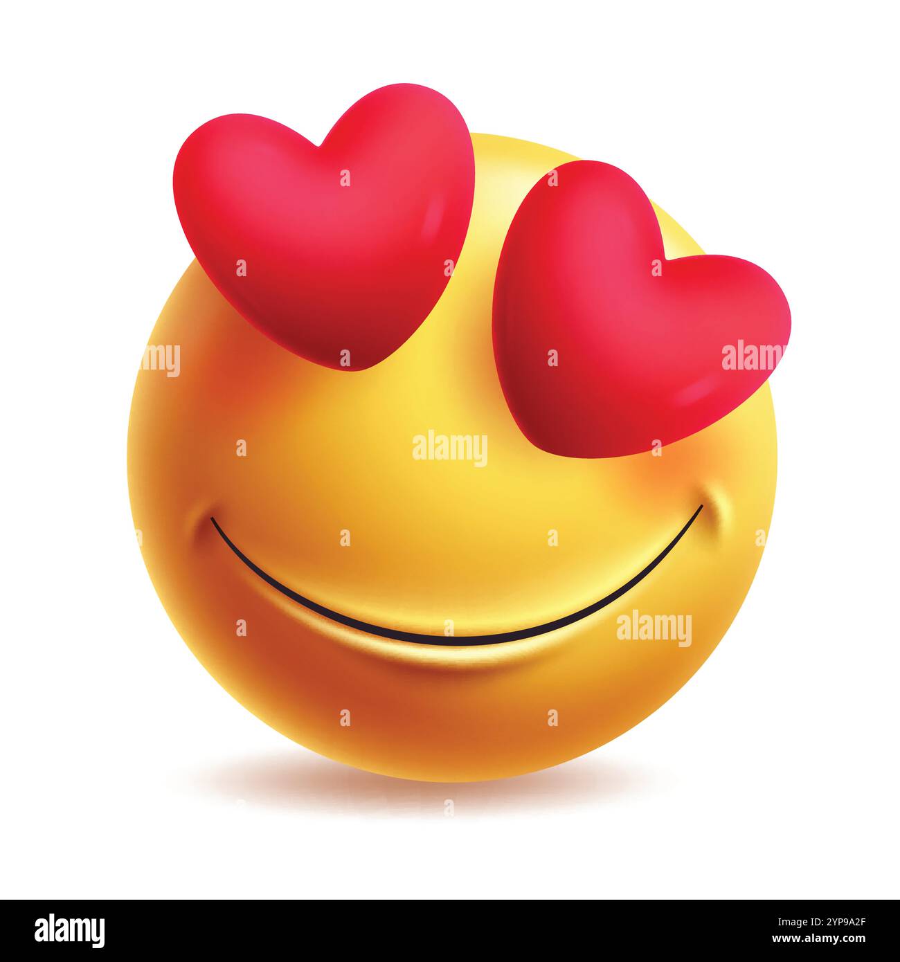 Heart eyes emoji clipart 3d character. Smiling face emoji in love ...