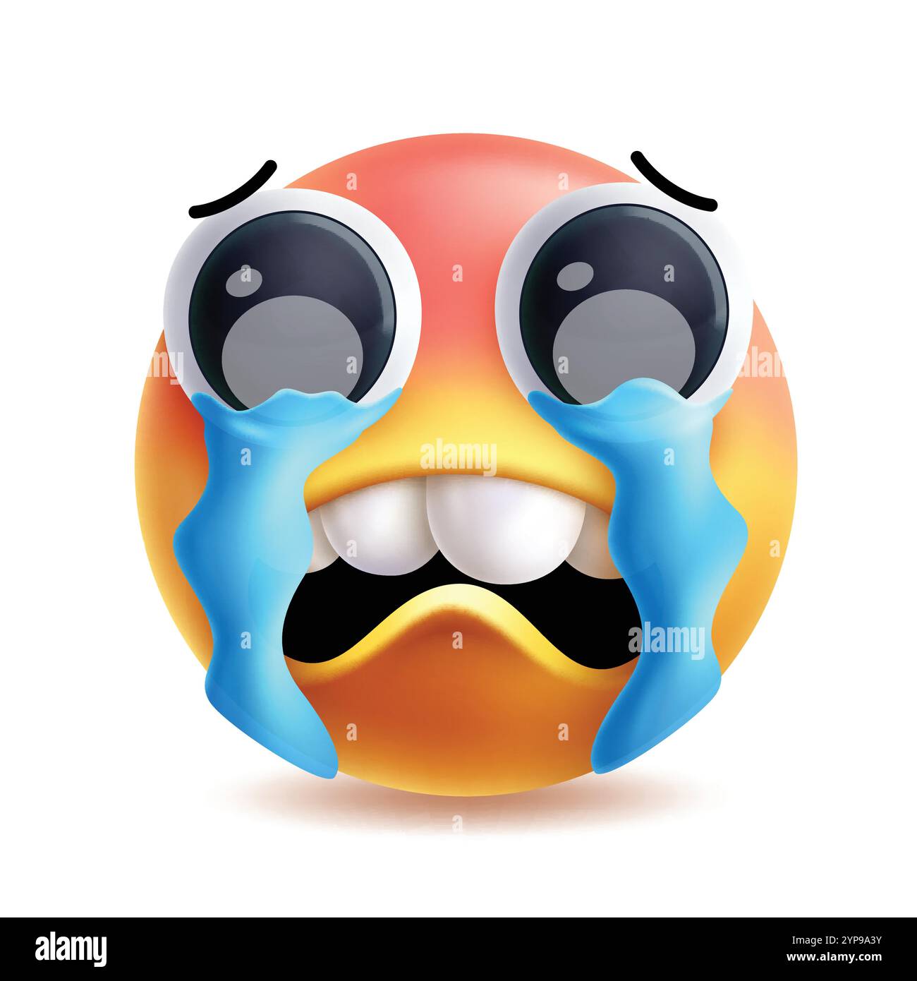 Crying emoji clipart 3d character. Emoji face sob, depressed, grief, sorrowful, unhappy and ...