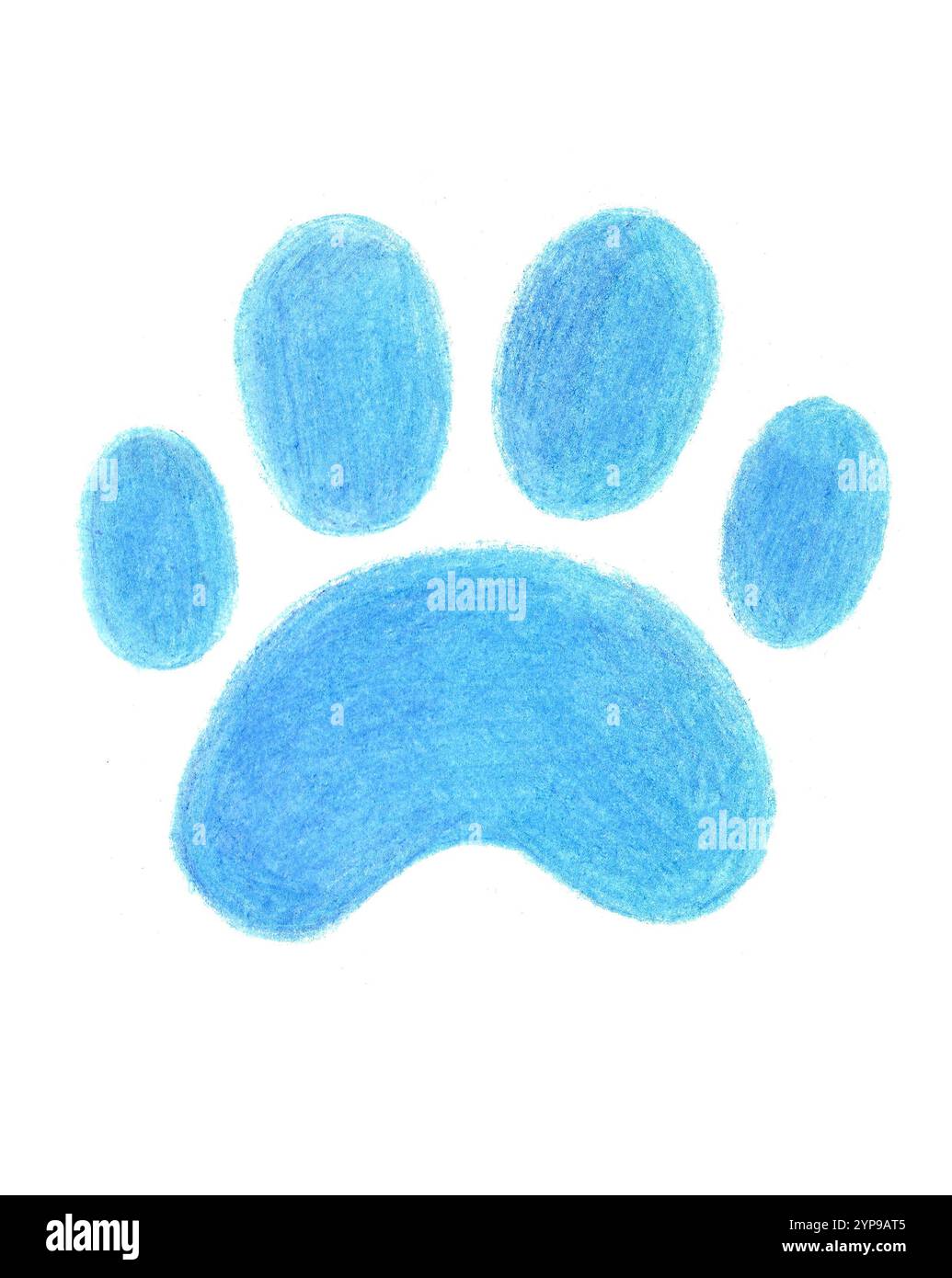 A pet's paw print. Blue color. Filled with the texture of colored ...