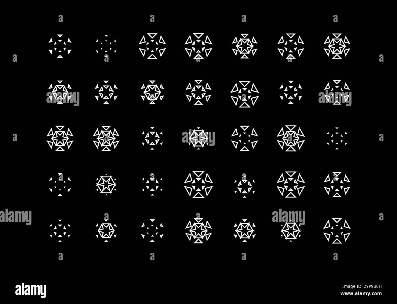 Set of cute snowflake icons on isolated background New Year ornament ...
