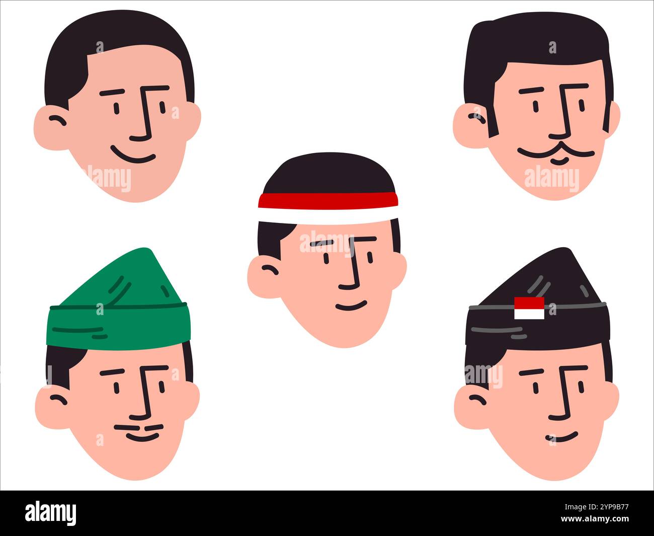 Indonesia heads character national patriotic men headwear beret hat cap ...