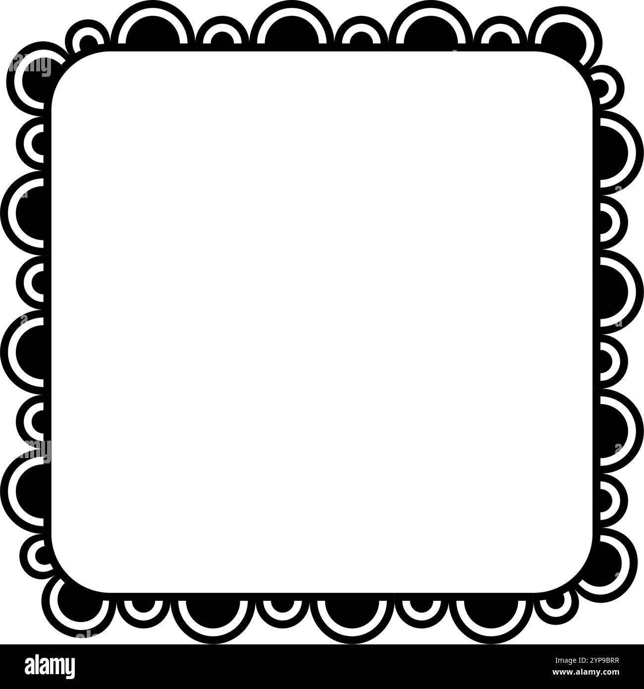 Scalloped edge square frame. Simple rectangle scalloped border. Fabric ...