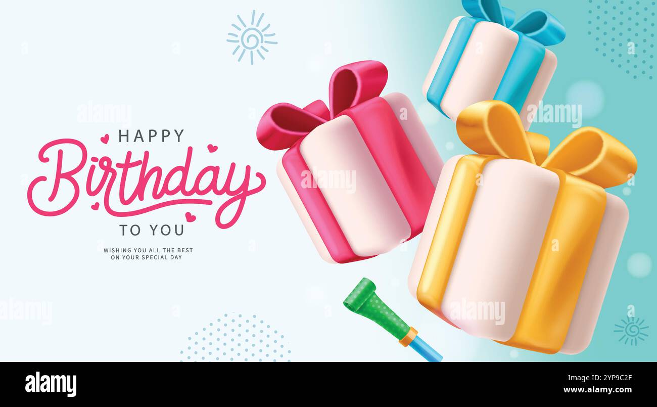 Happy birthday gifts clipart design. Birthday greeting and whishes text ...