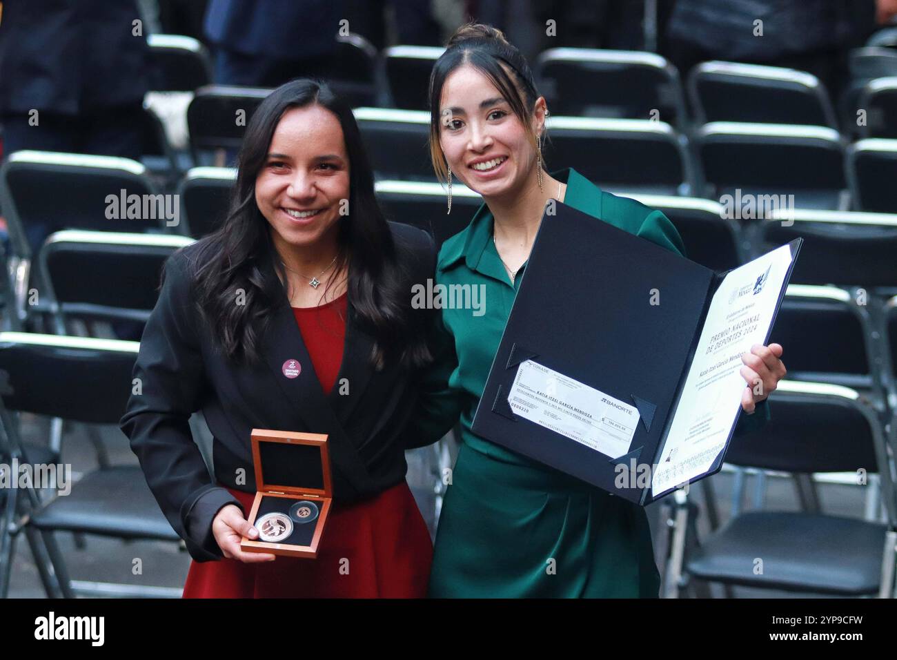 Delivery Ceremony Of The National Sports Award 2024 Katia Itzel Garcia soccer referee R, poses ...