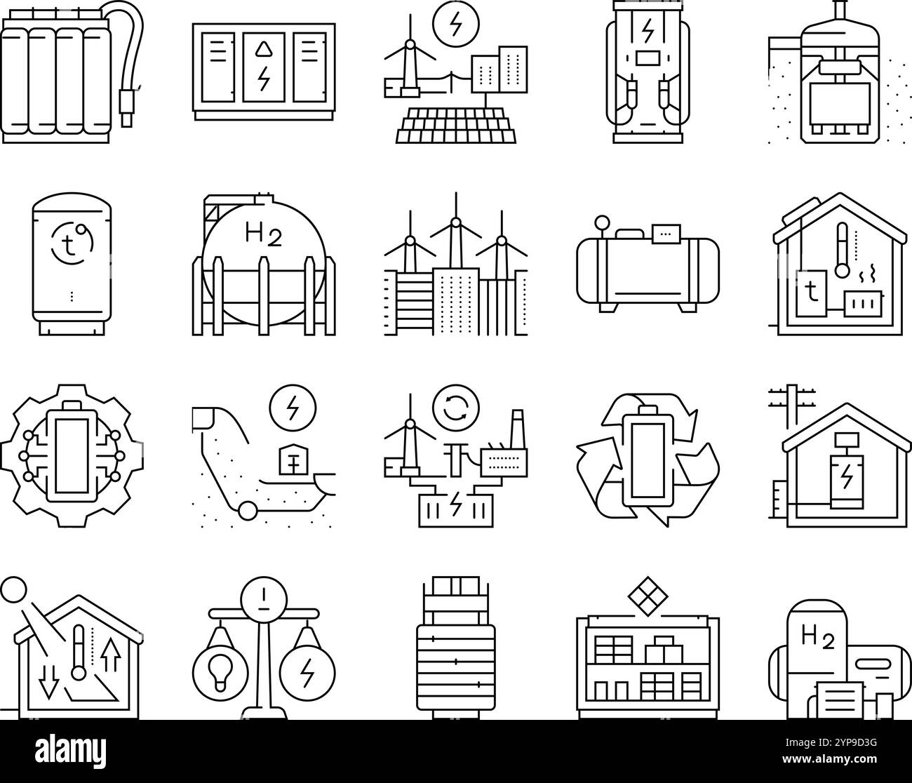 energy storage power system icons set vector Stock Vector Image & Art ...