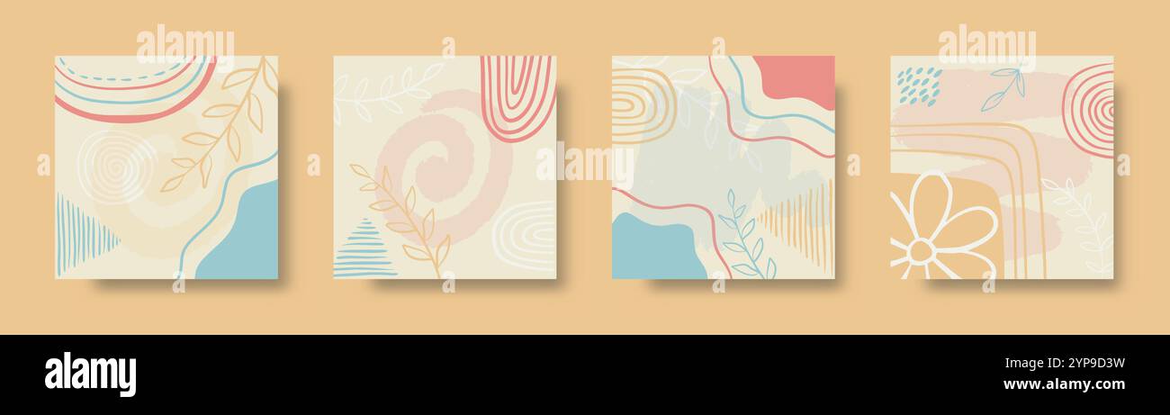 Abstract backgrounds for social media posts. Square template with ...