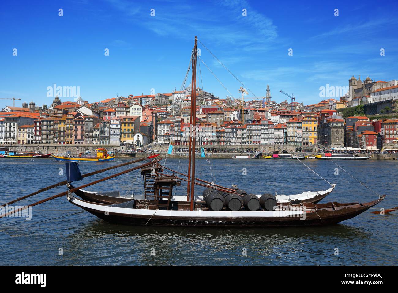 Traditional Portuguese boat for transporting barrels of port wine in ...
