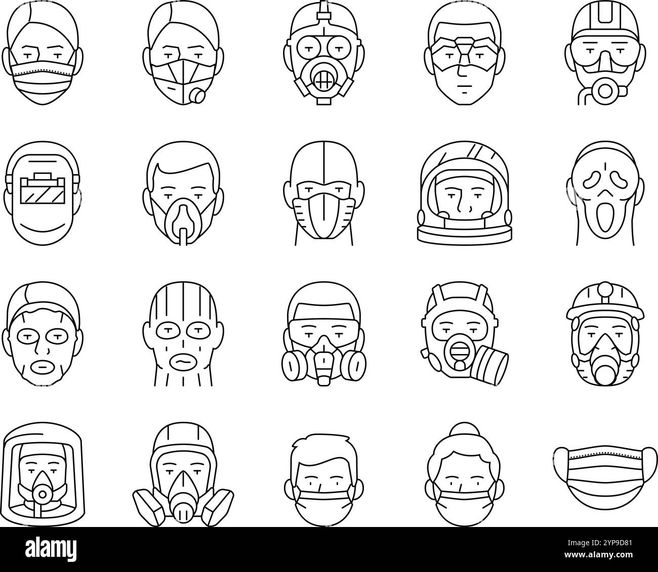 mask virus face safety icons set vector Stock Vector Image & Art - Alamy