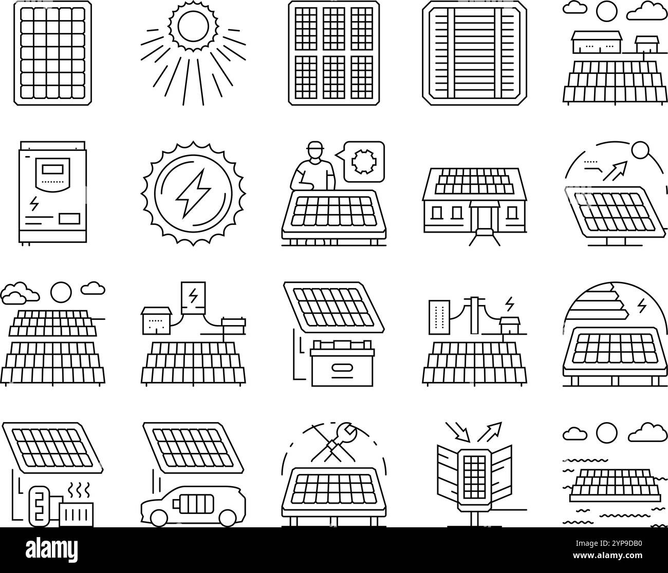 House with rooftop solar panels Black and White Stock Photos & Images ...