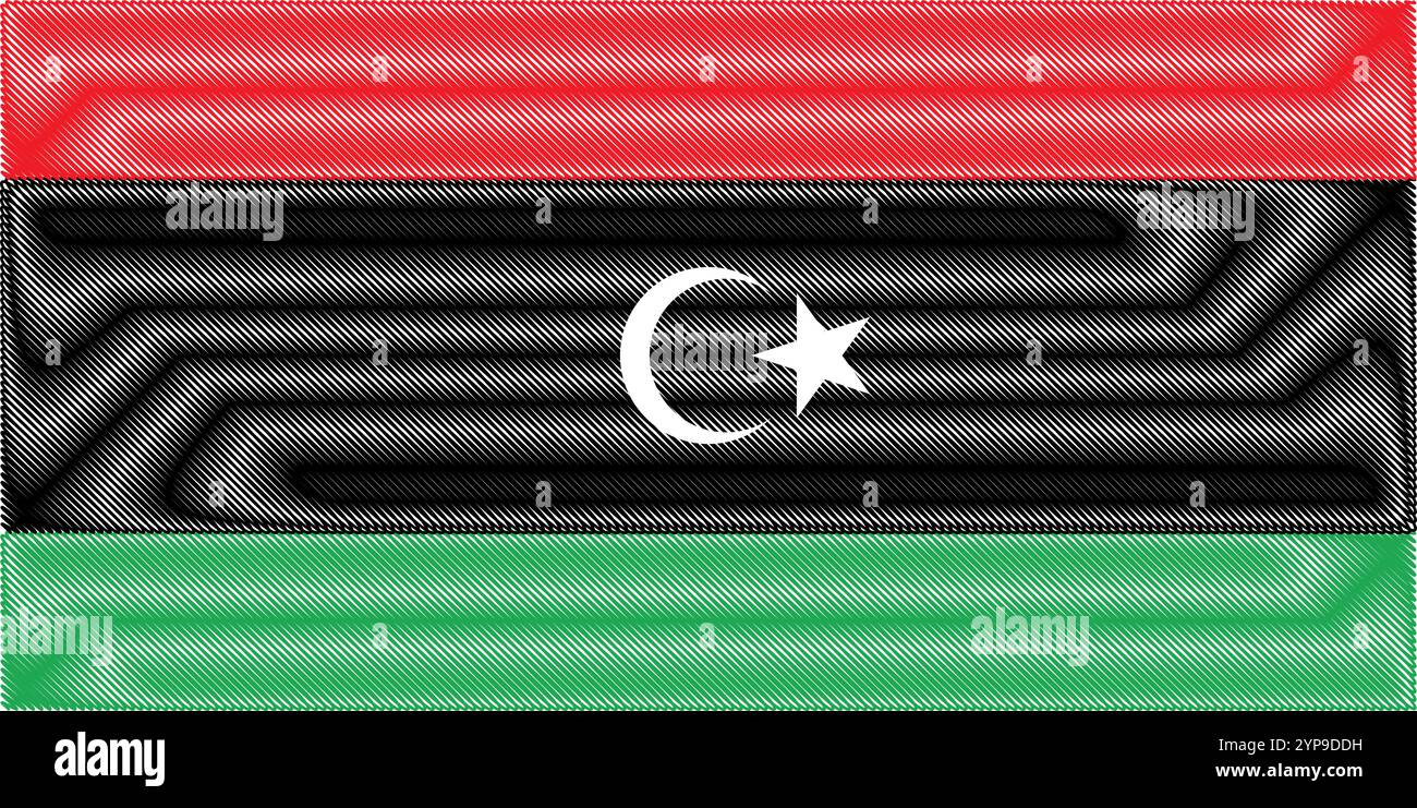 Libya Independence Day December 24. Scribble style Libya flag vector ...