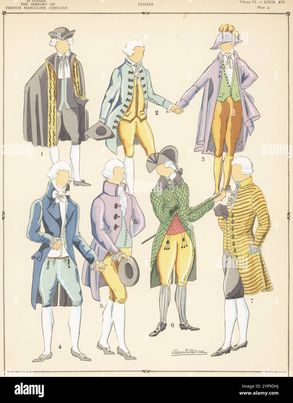 Men's cloaks and coats in the era of Louis XVI of France. Costume of a ...