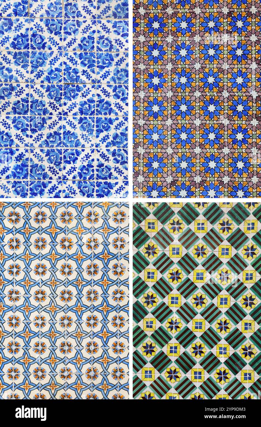 Collage of different traditional pattern tiles in Lisbon, Portugal Stock Photo - Alamy