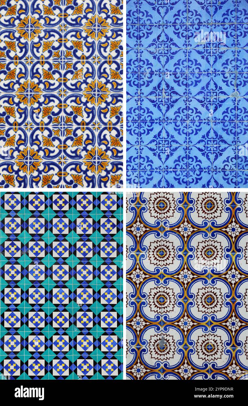 Set of four ceramic tiles patterns from Portugal Stock Photo - Alamy