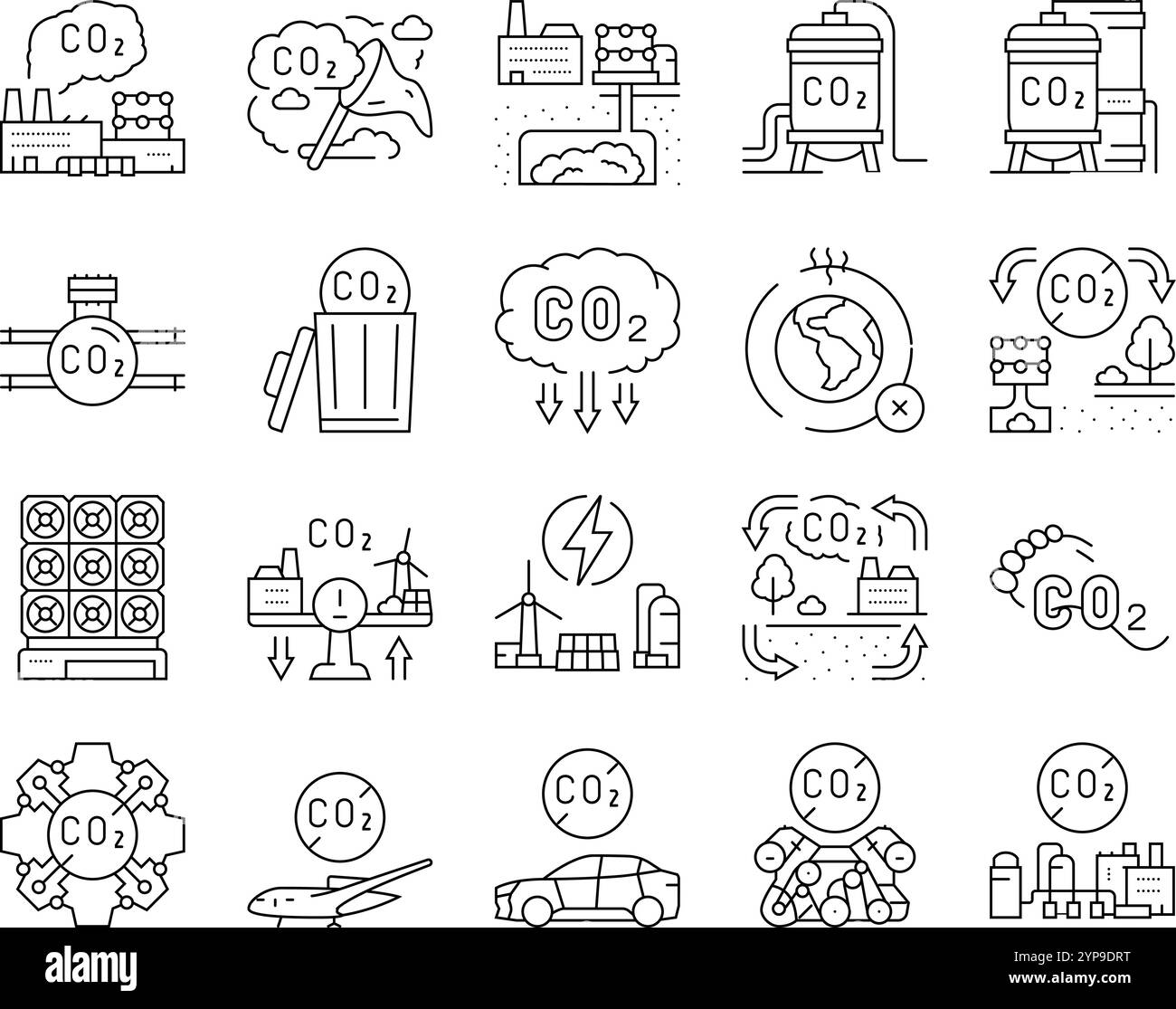carbon capture co2 storage icons set vector Stock Vector Image & Art ...