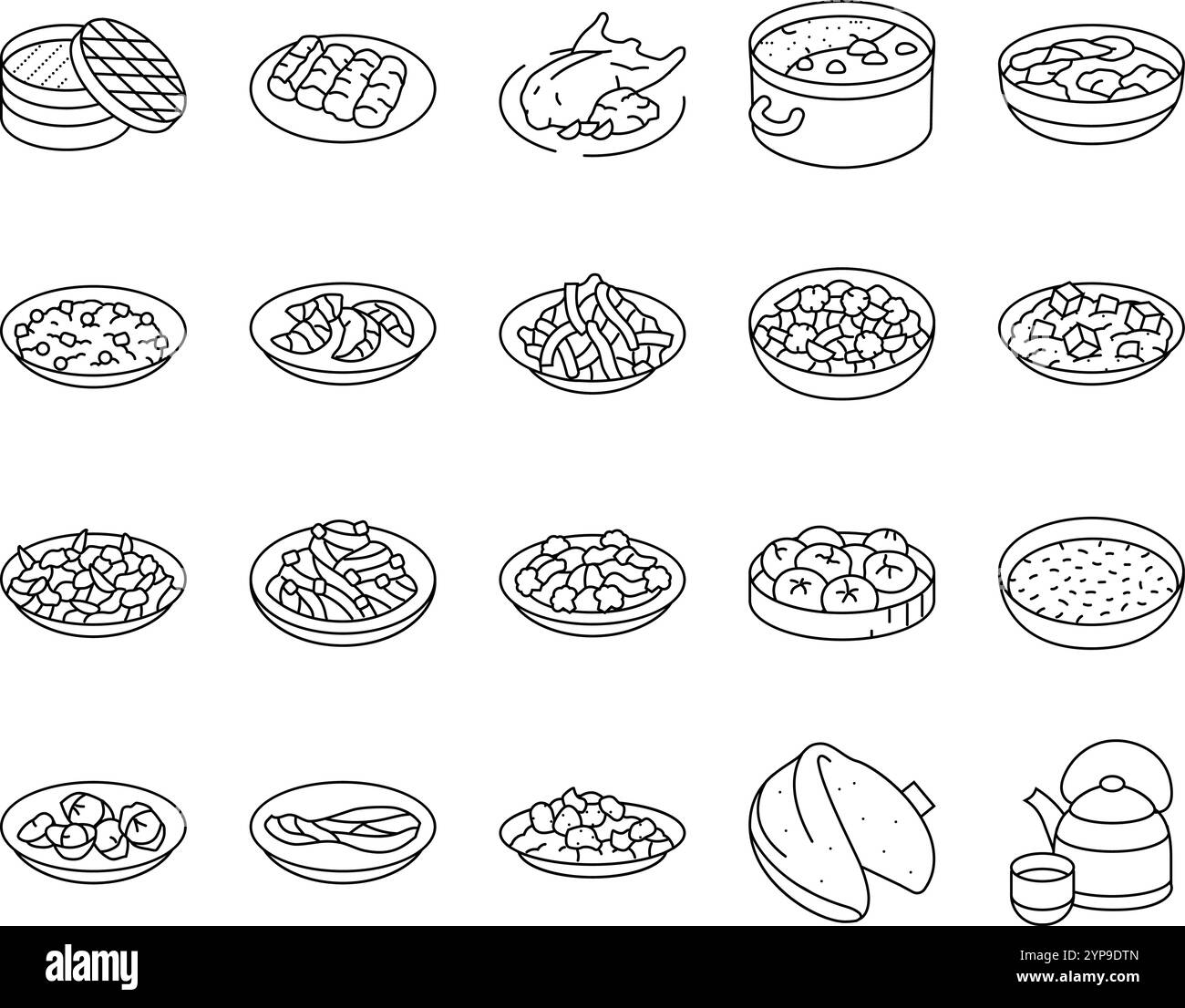 chinese cuisine food dish asian icons set vector Stock Vector Image ...