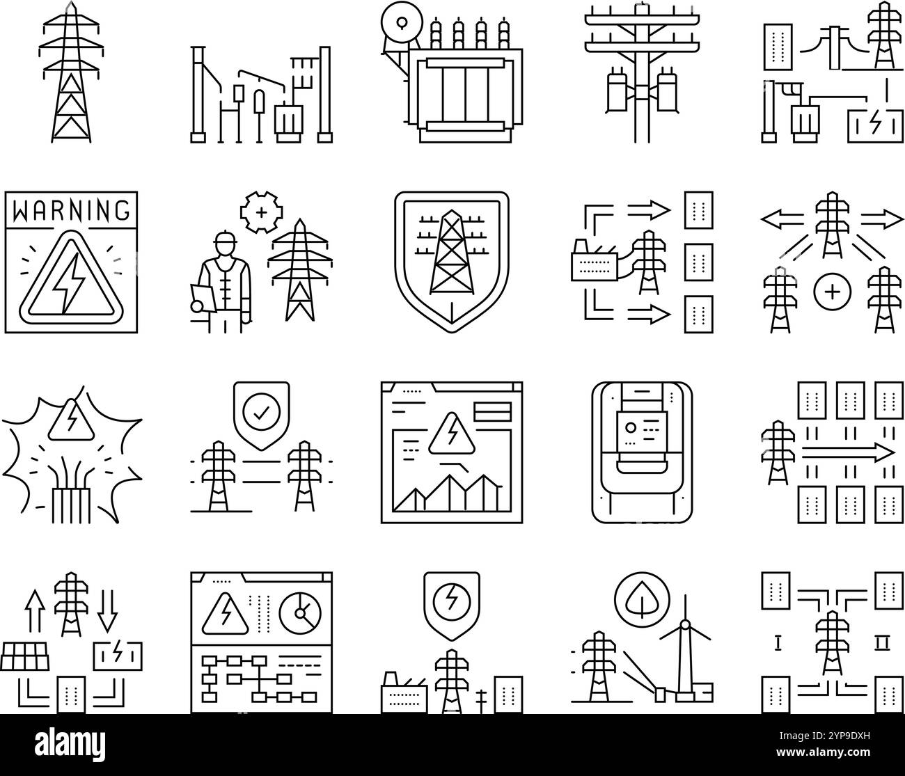 electric grid energy power icons set vector Stock Vector Image & Art ...