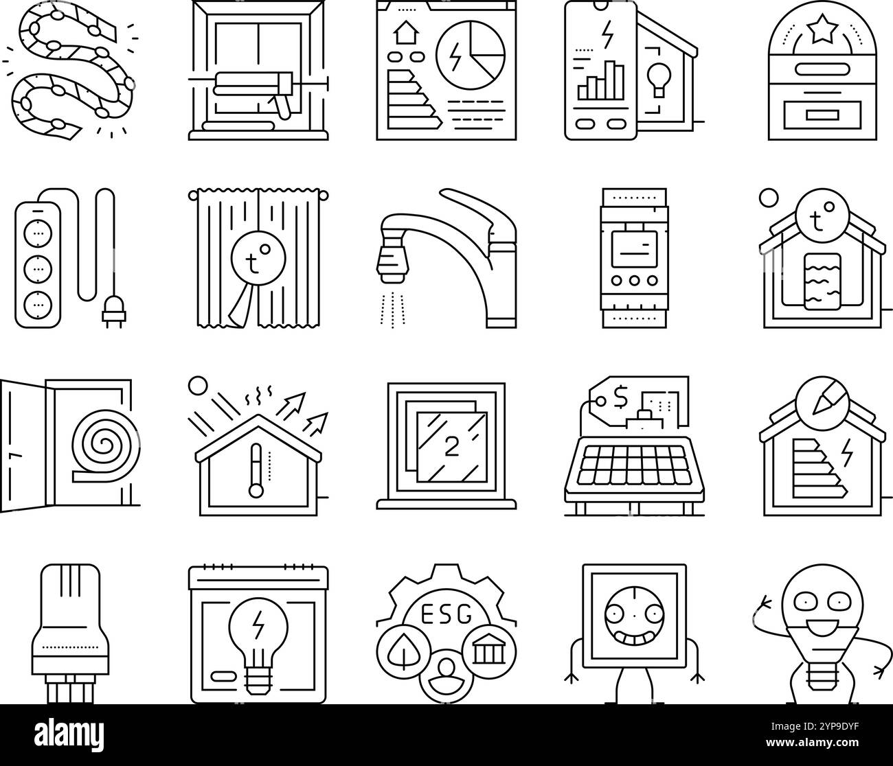 energy conservation green save icons set vector Stock Vector Image ...