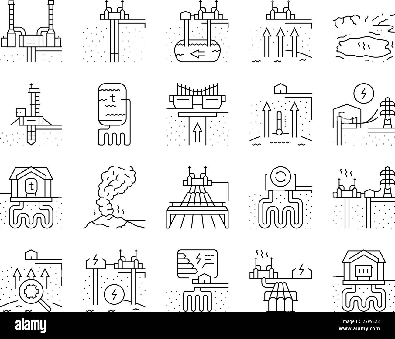 geothermal energy power plant icons set vector Stock Vector Image & Art ...