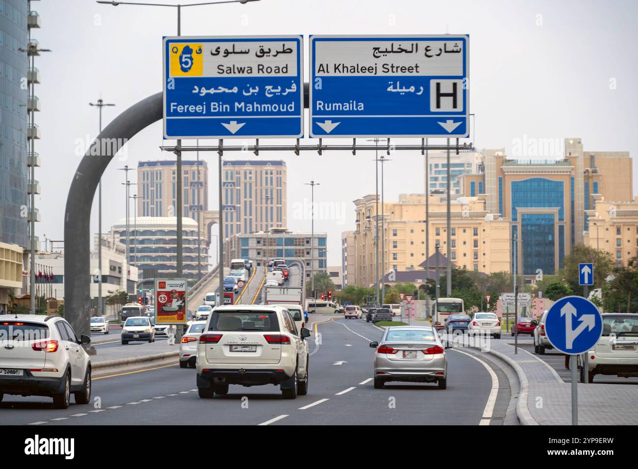 Doha Roads and traffic. bridges and underpass Stock Photo - Alamy