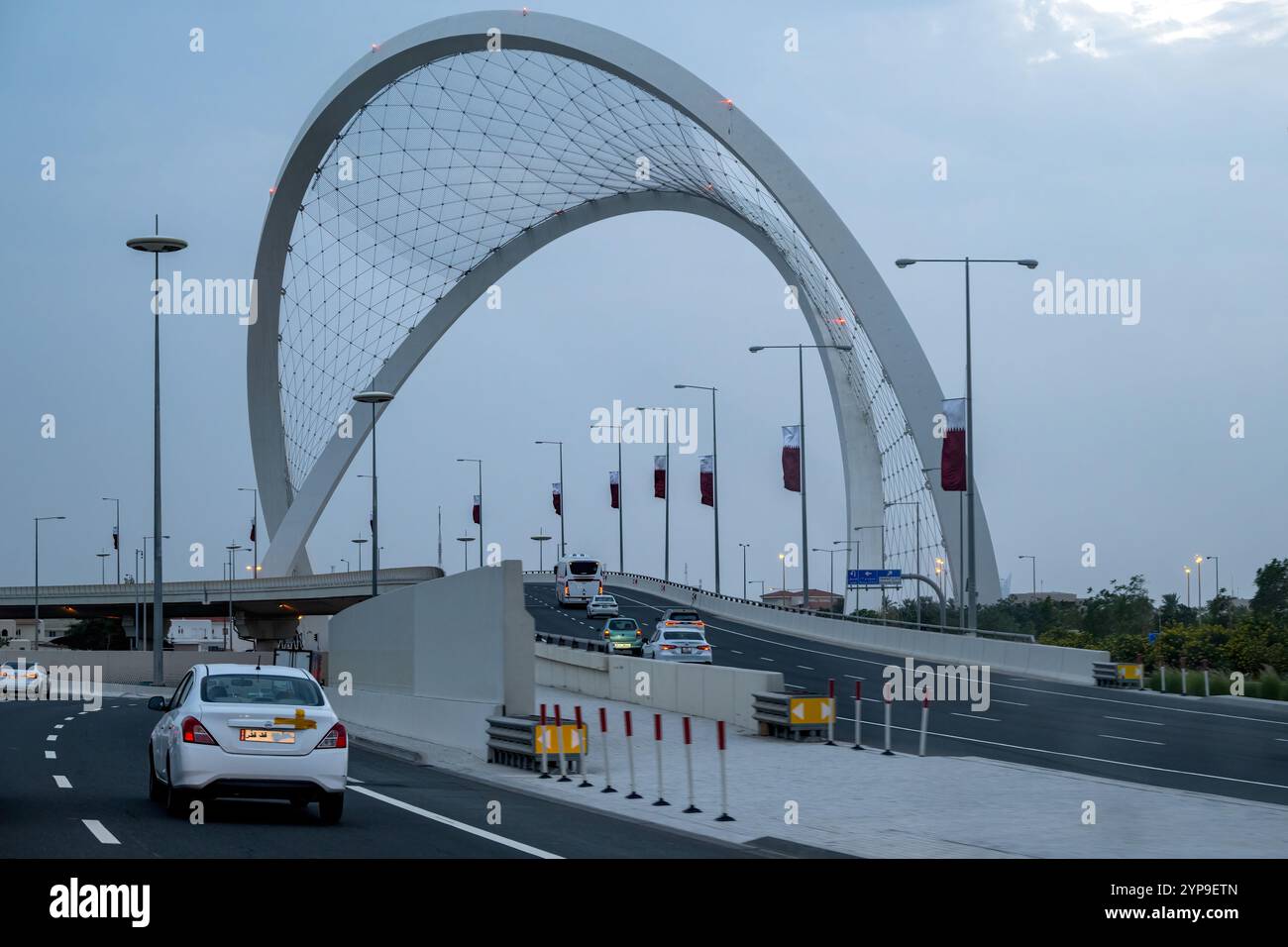 Al Wahda Arches 56 bridge in West bay Area Doha, Qatar Stock Photo - Alamy