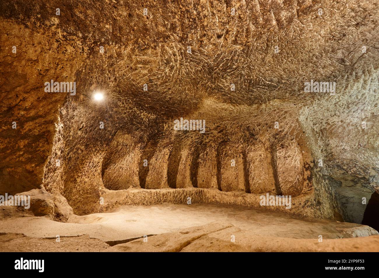 Passage interior in underground city of Kaymakli. Cappadocia, Turkey ...