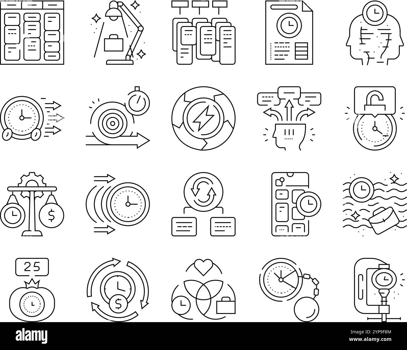 time management clock work icons set vector Stock Vector Image & Art ...