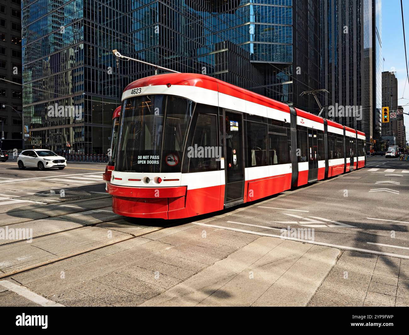 Toronto Canada / A Modern Toronto Transport Commission Streetcar on King Street West, in ...