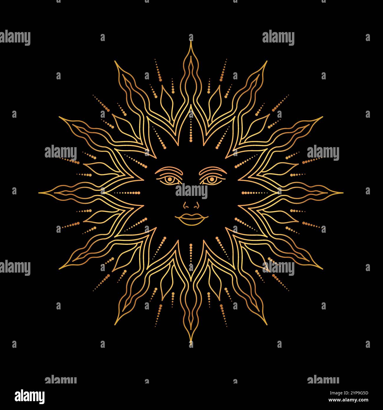 Esoteric sun in line art style Stock Vector Image & Art - Alamy