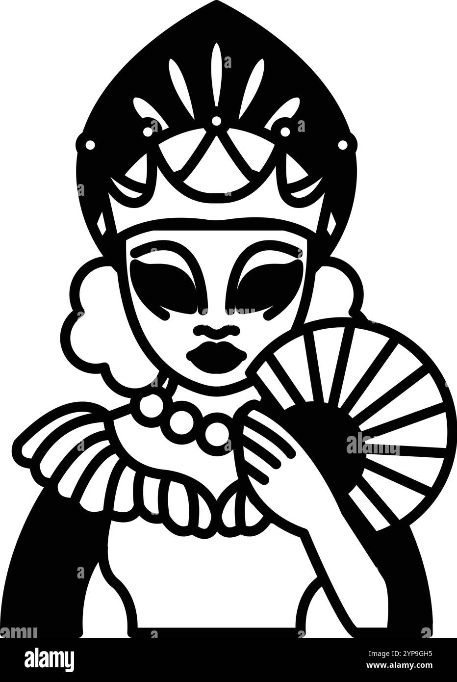 Person in costume holding fan Stock Vector Images - Alamy