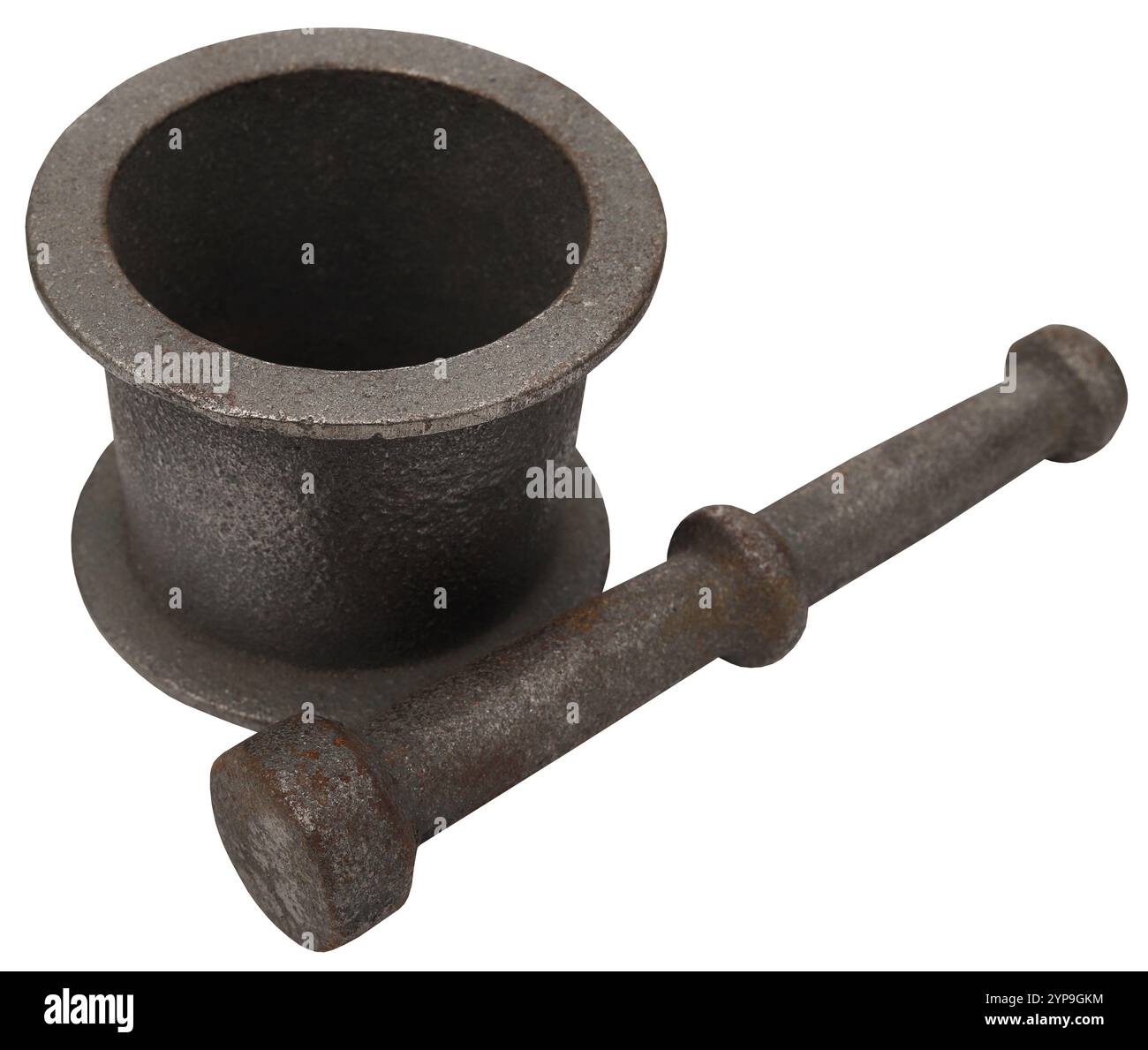 Iron made mortar and pestle closeup and isolated Stock Photo - Alamy