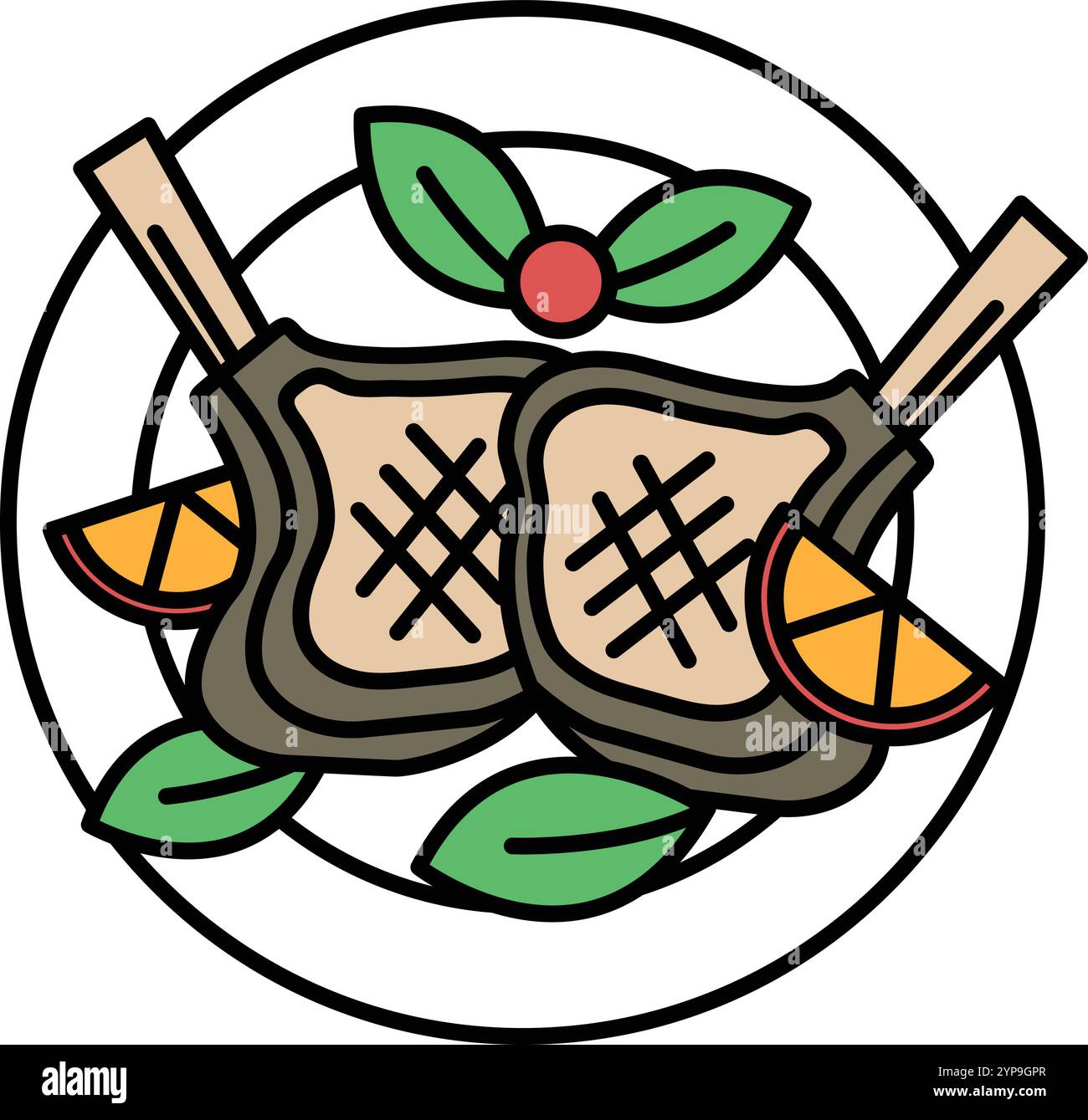 Illustration of roast lamb in line style Stock Vector Image & Art - Alamy