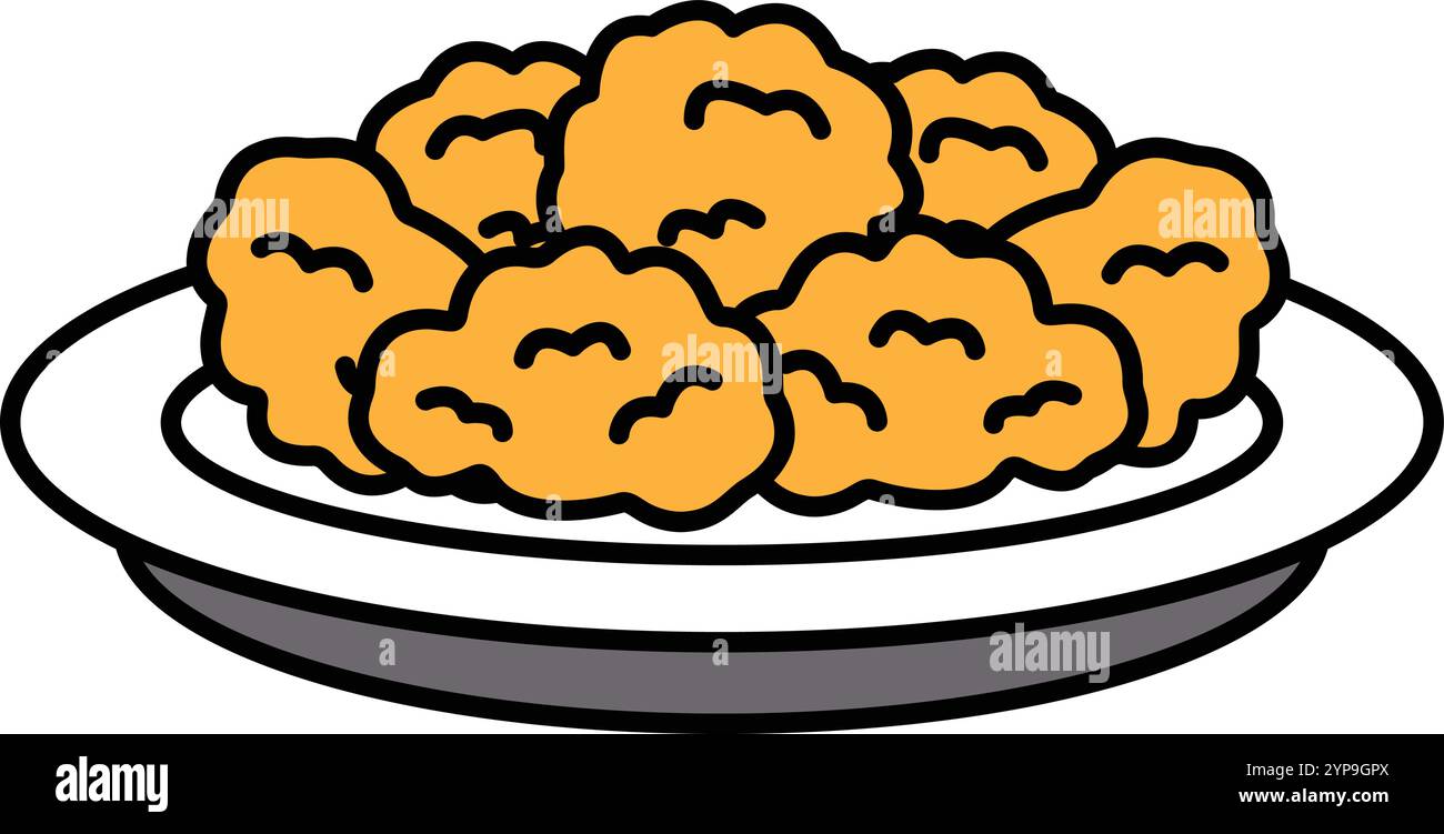 Illustration of fried chicken nuggets in line art style Stock Vector ...