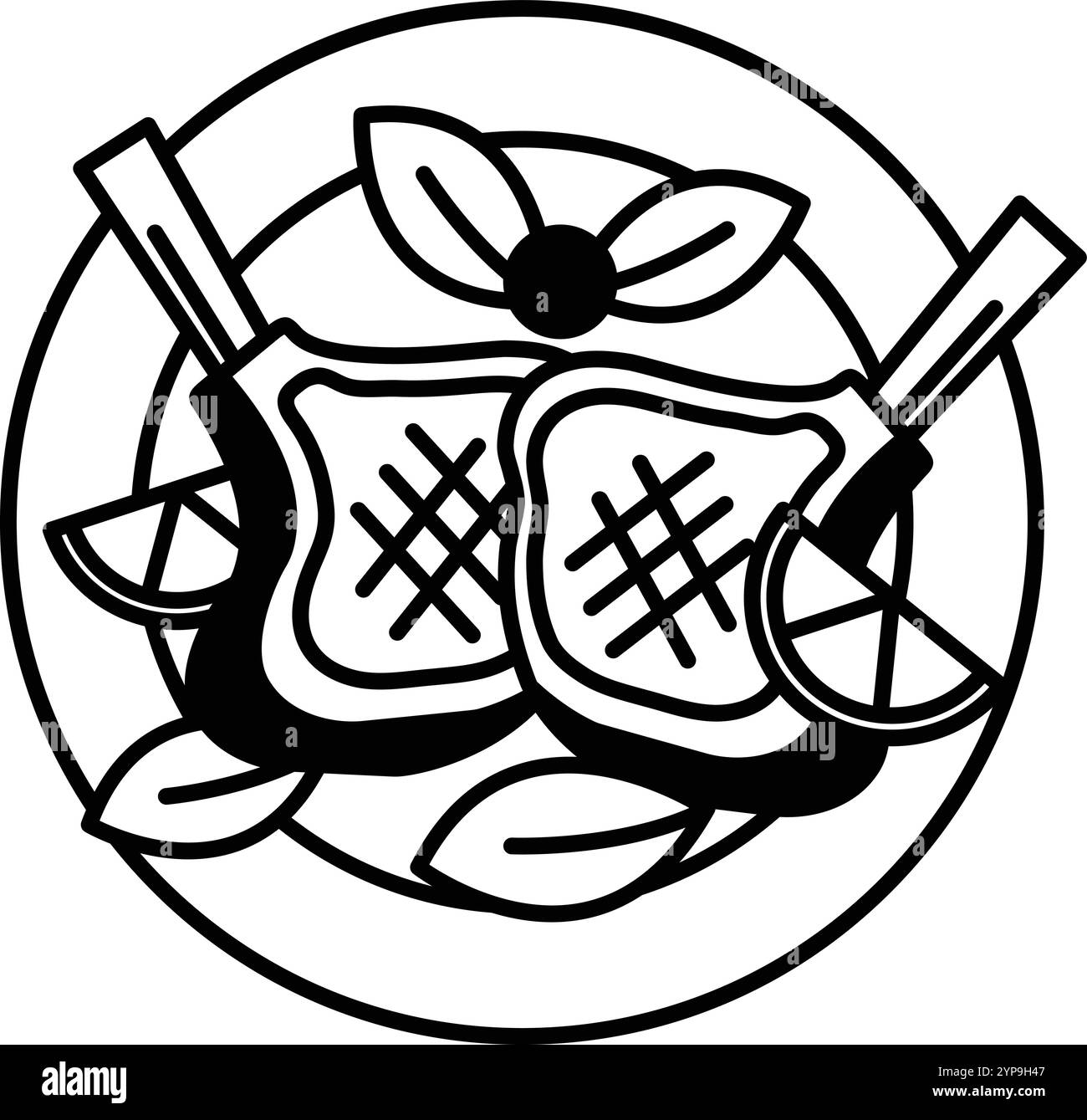 Illustration of roast lamb in line style Stock Vector Image & Art - Alamy