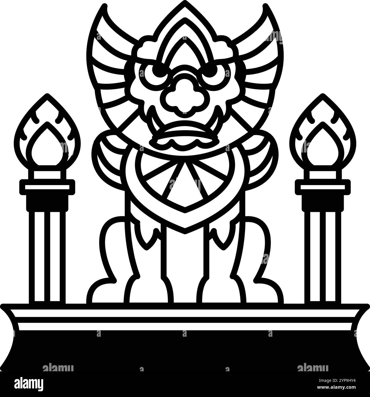 Stone statue of a lion on the temple Stock Vector Images - Alamy