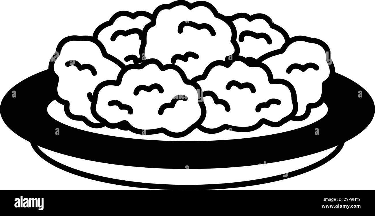 Illustration of fried chicken nuggets in line art style Stock Vector ...