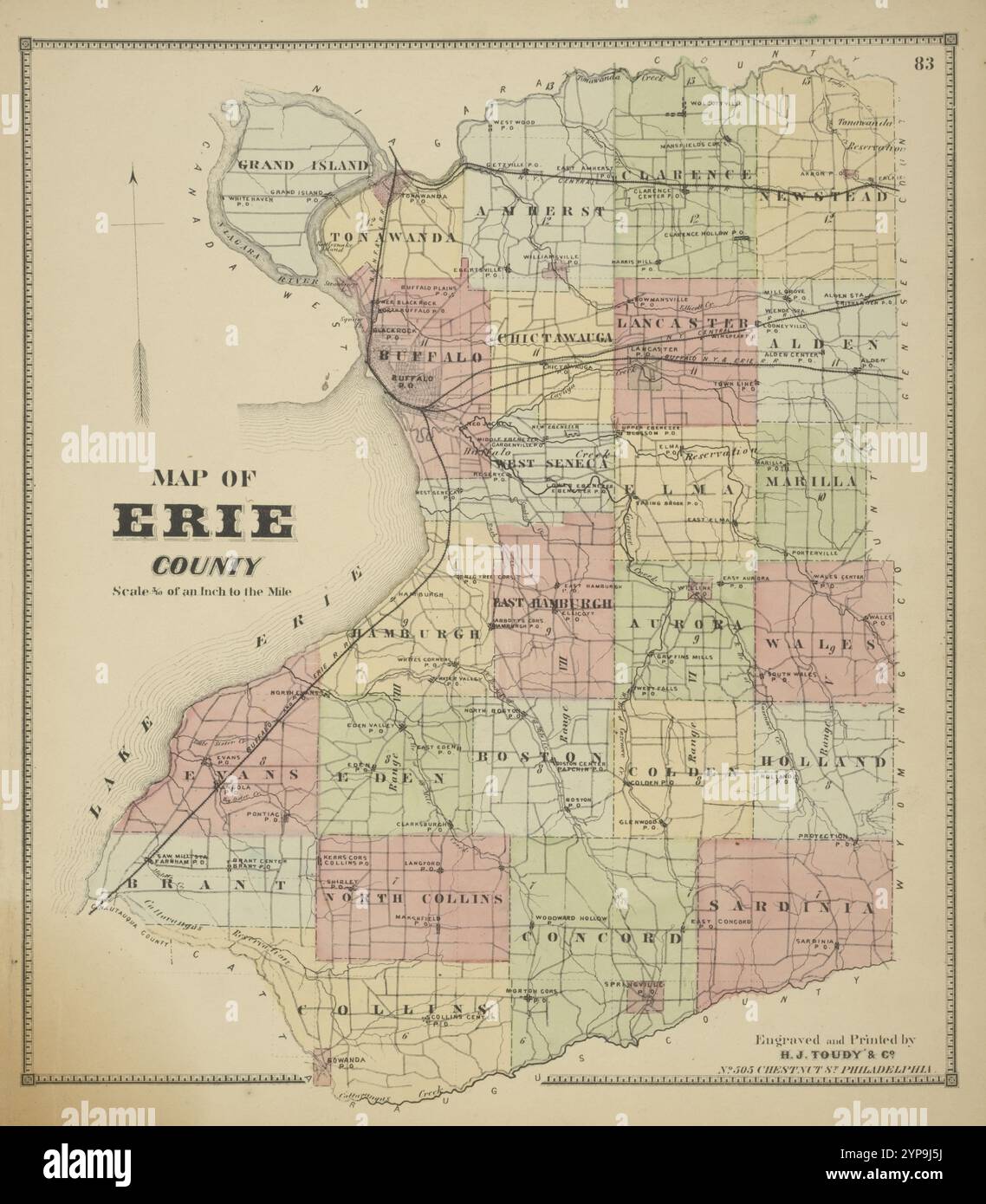 Map of Erie County 1866 Stock Photo - Alamy