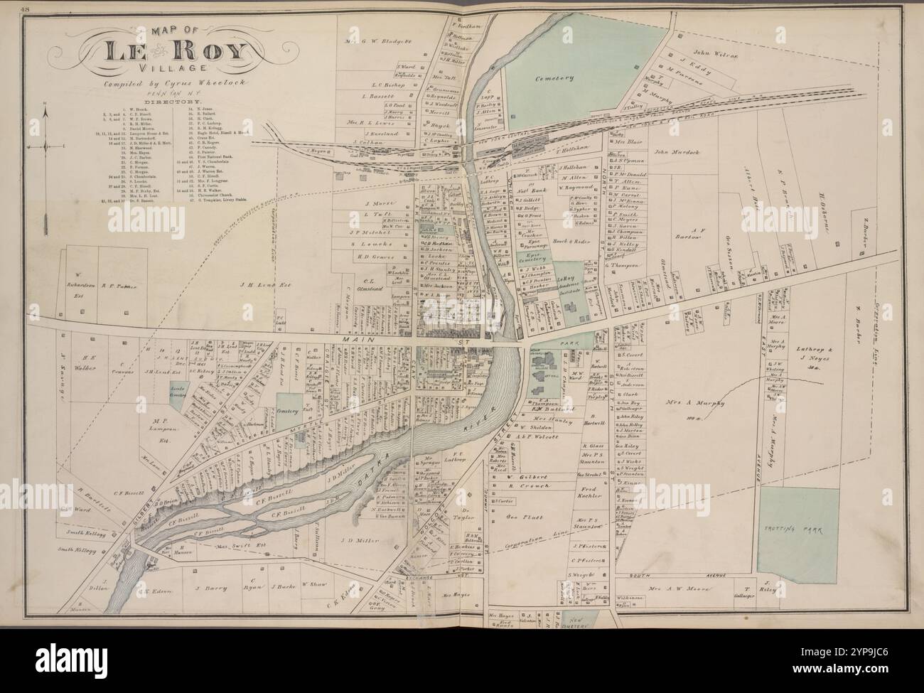 Map of Le Roy Village. [Village] 1876 by Everts, Ensign & Everts Stock ...
