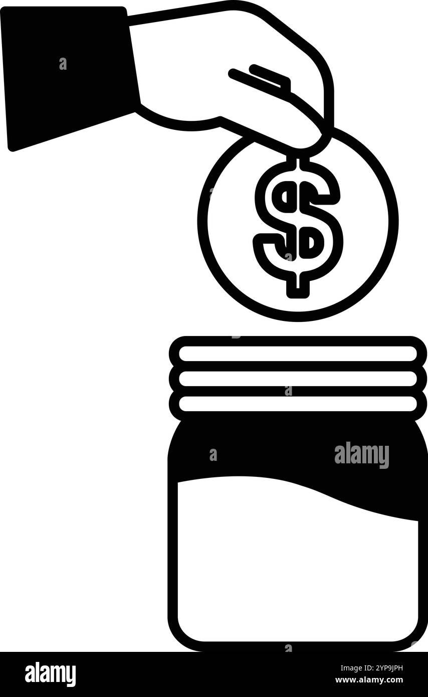 Money jar hand savings Stock Vector Images - Alamy