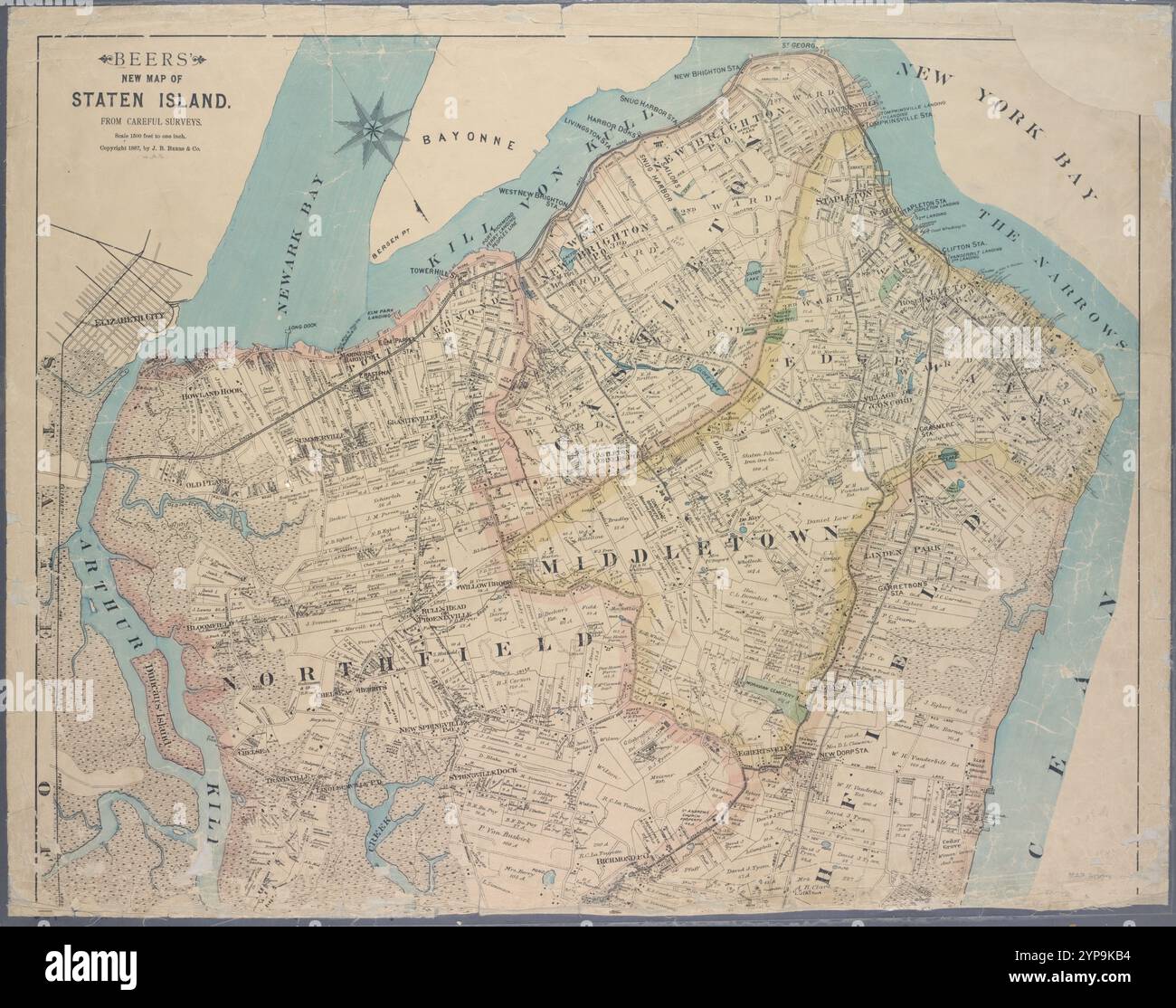 Beers' new map of Staten Island : from careful surveys. 1887 Stock ...