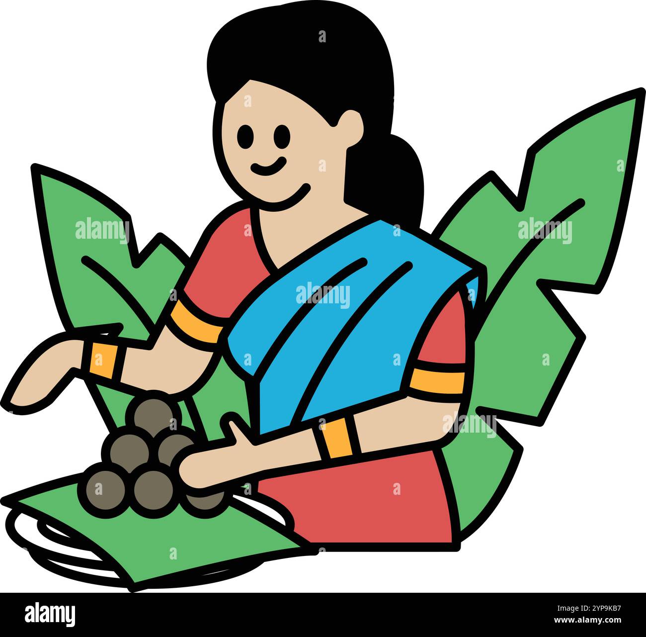 Smiling young woman drawing blue Stock Vector Images - Alamy