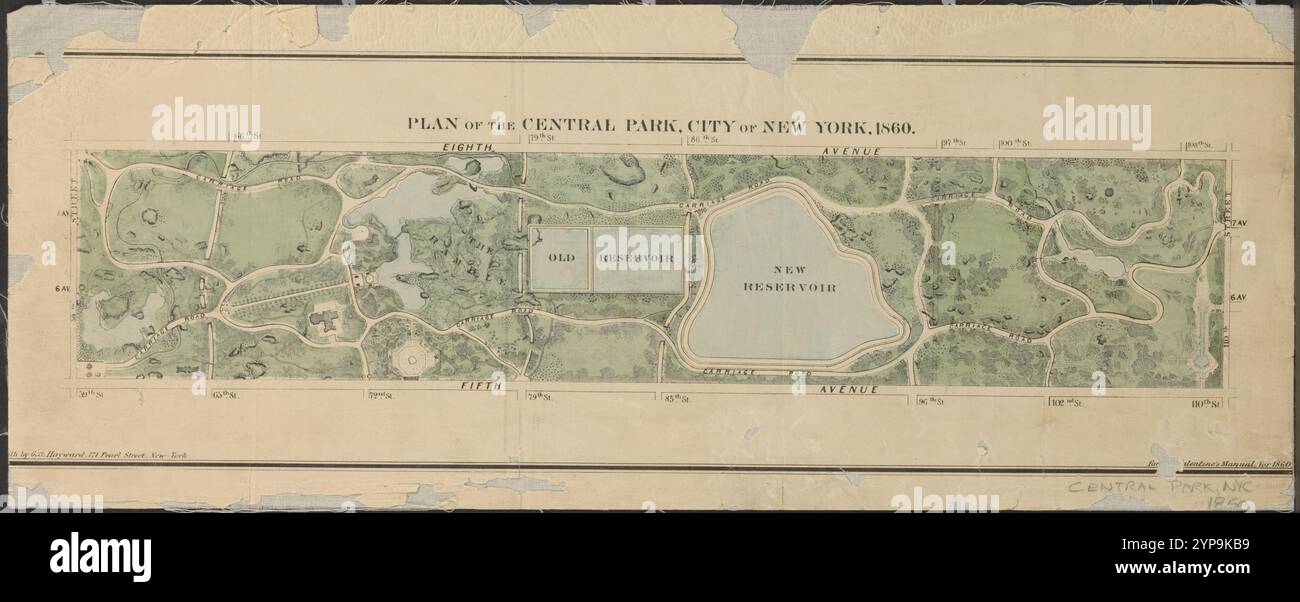 Plan of the Central Park, City of New York, 1860 1860 by Hayward ...