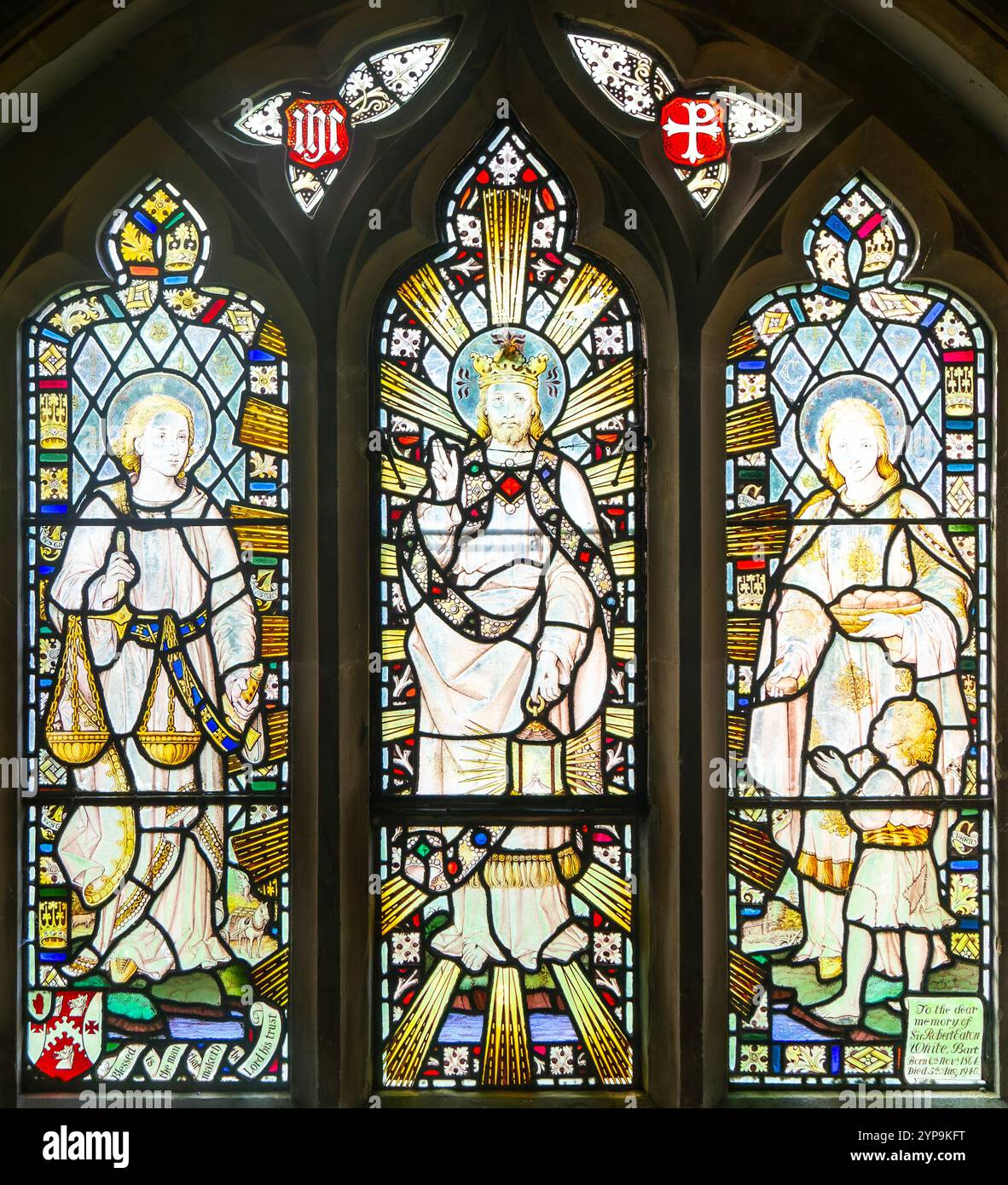 Church stained glass window of Jesus Christ, Light of the World ...