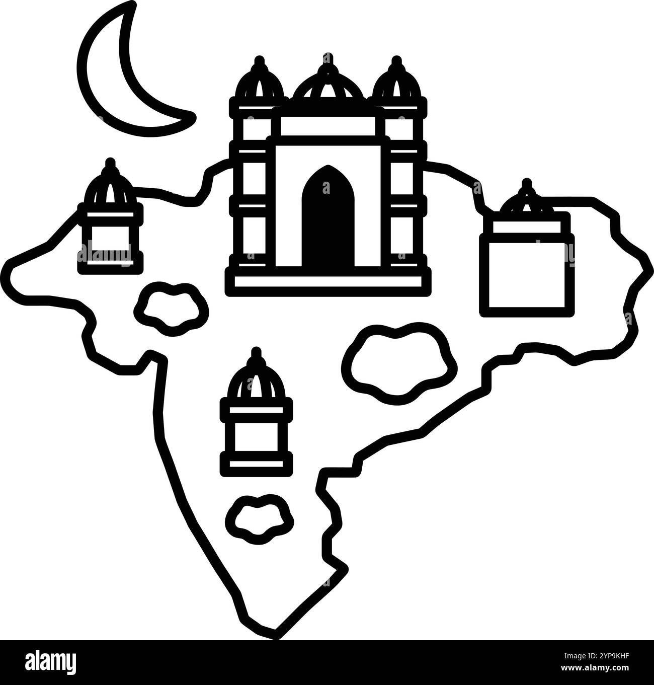 India country outline Black and White Stock Photos & Images - Alamy