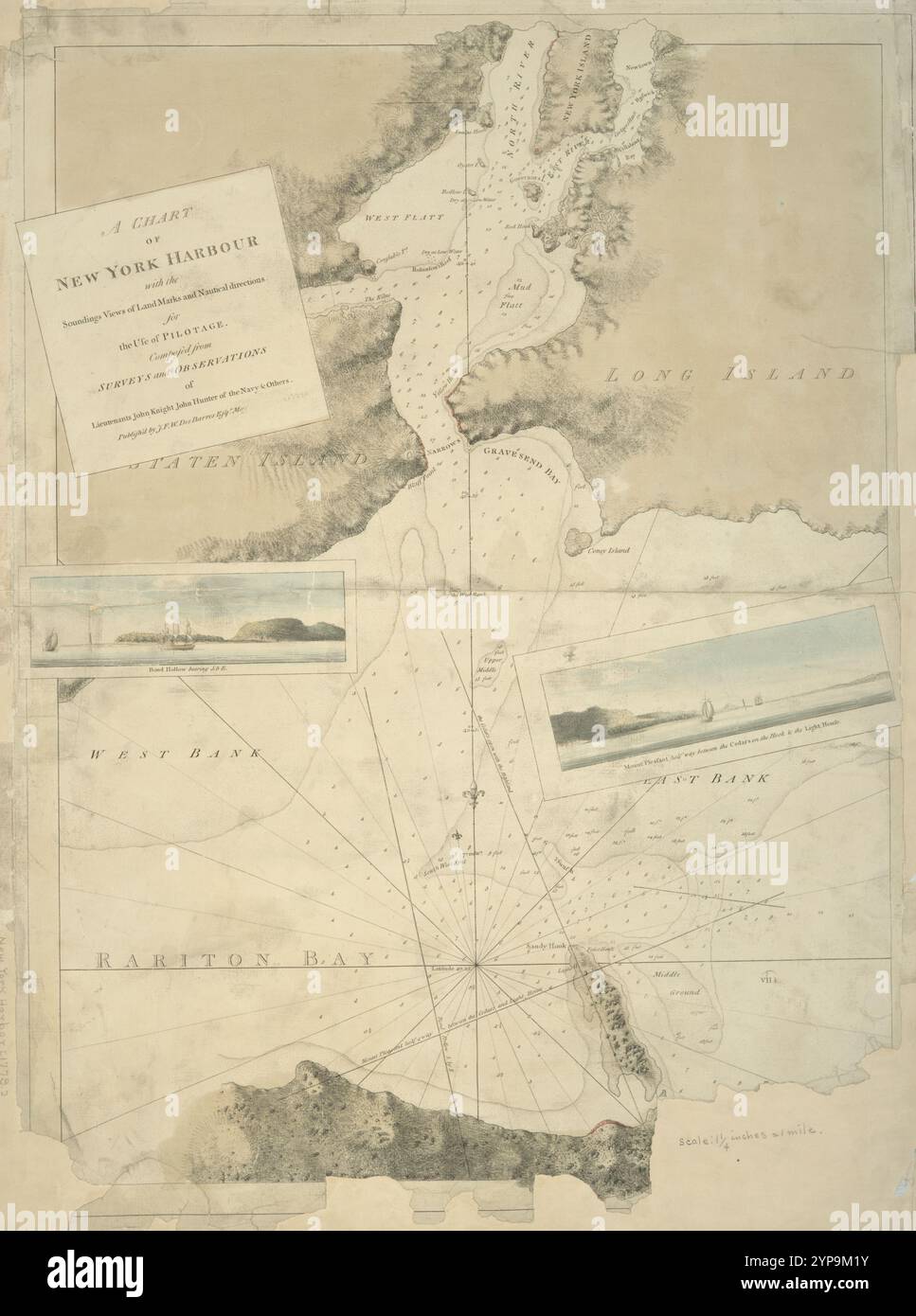 A chart of New York Harbour : with the soundings, views of land marks ...