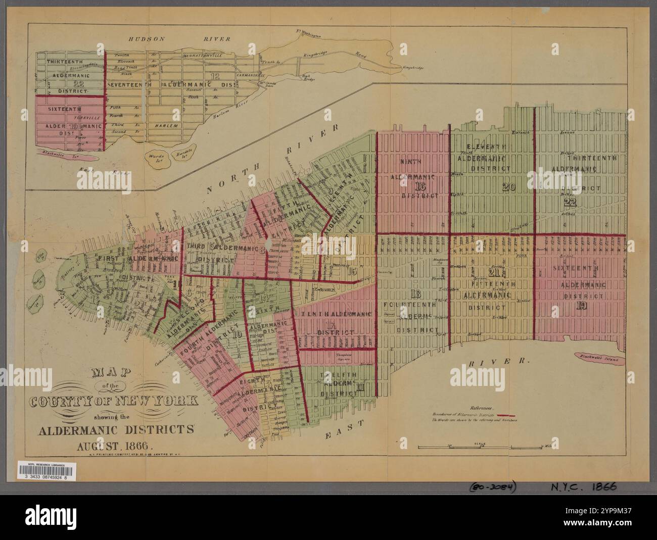 Map of the County of New York: showing the Aldermanic Districts, August ...
