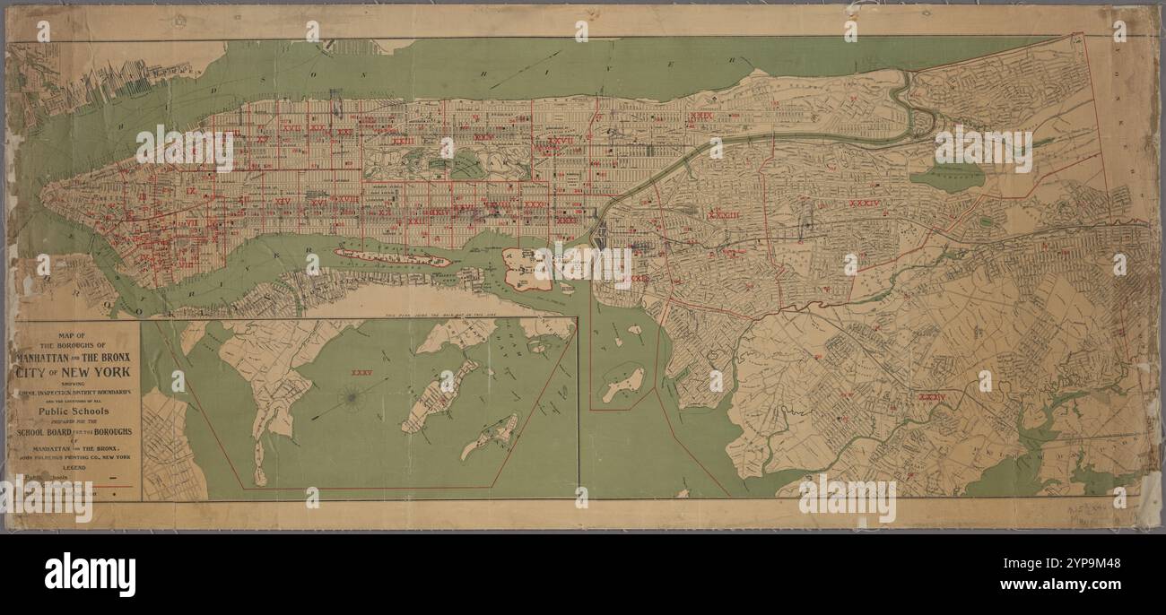 Map of the borough of Manhattan and the Bronx, City of New York ...